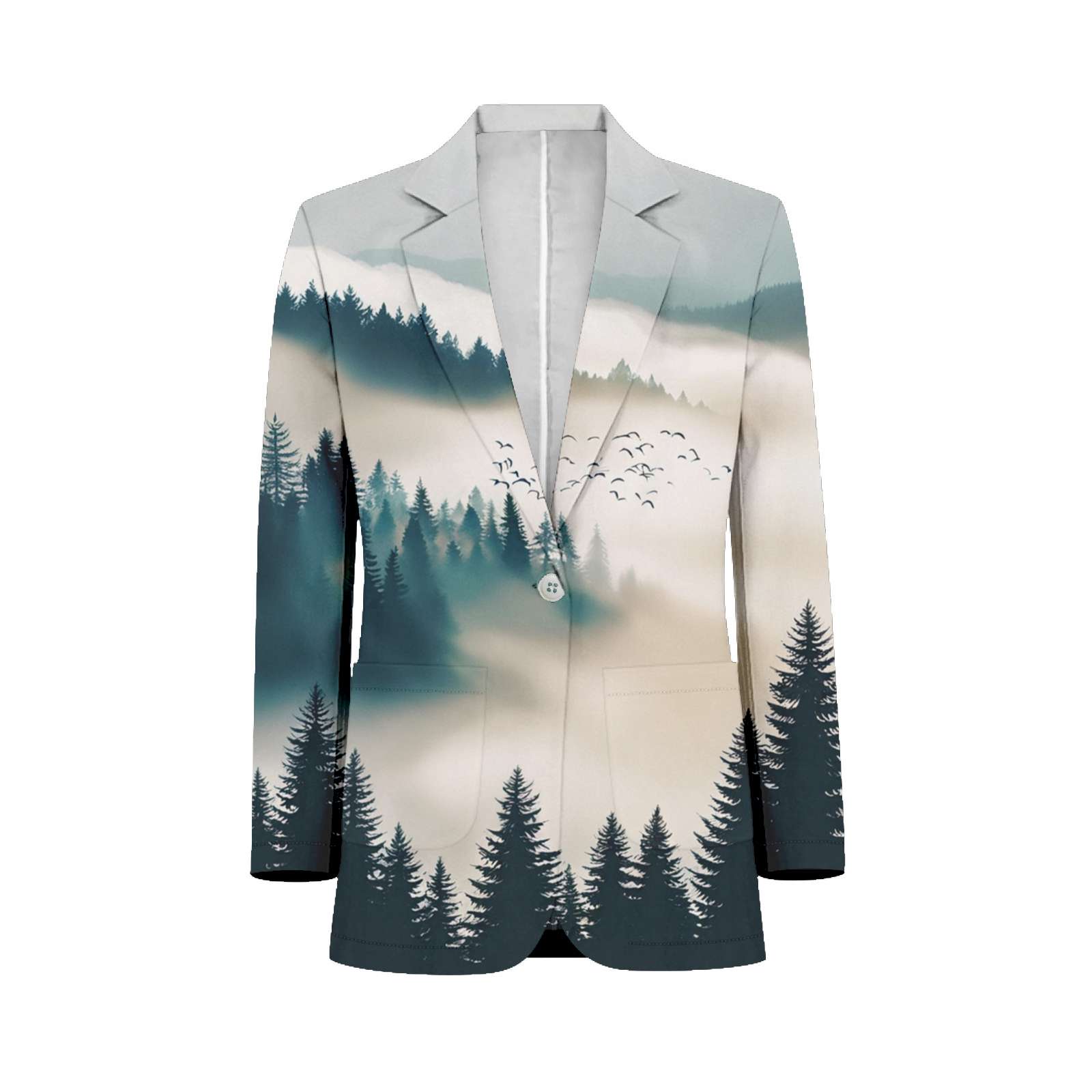 Misty Forest Landscape Men's Suit Blazer Casual Party Wear Slim Fit ...