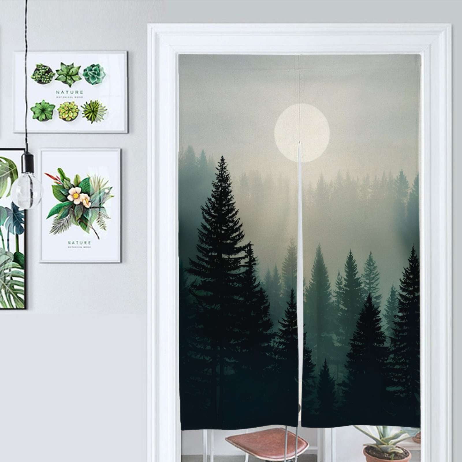 Misty Forest Moonlight Door Curtain Nordic Living Room DoorCurtain ...