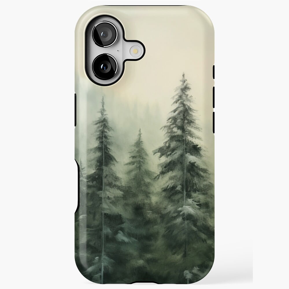 Misty Forest Pine Trees Snow Landscape Nature Art Phone Case for iPhone ...