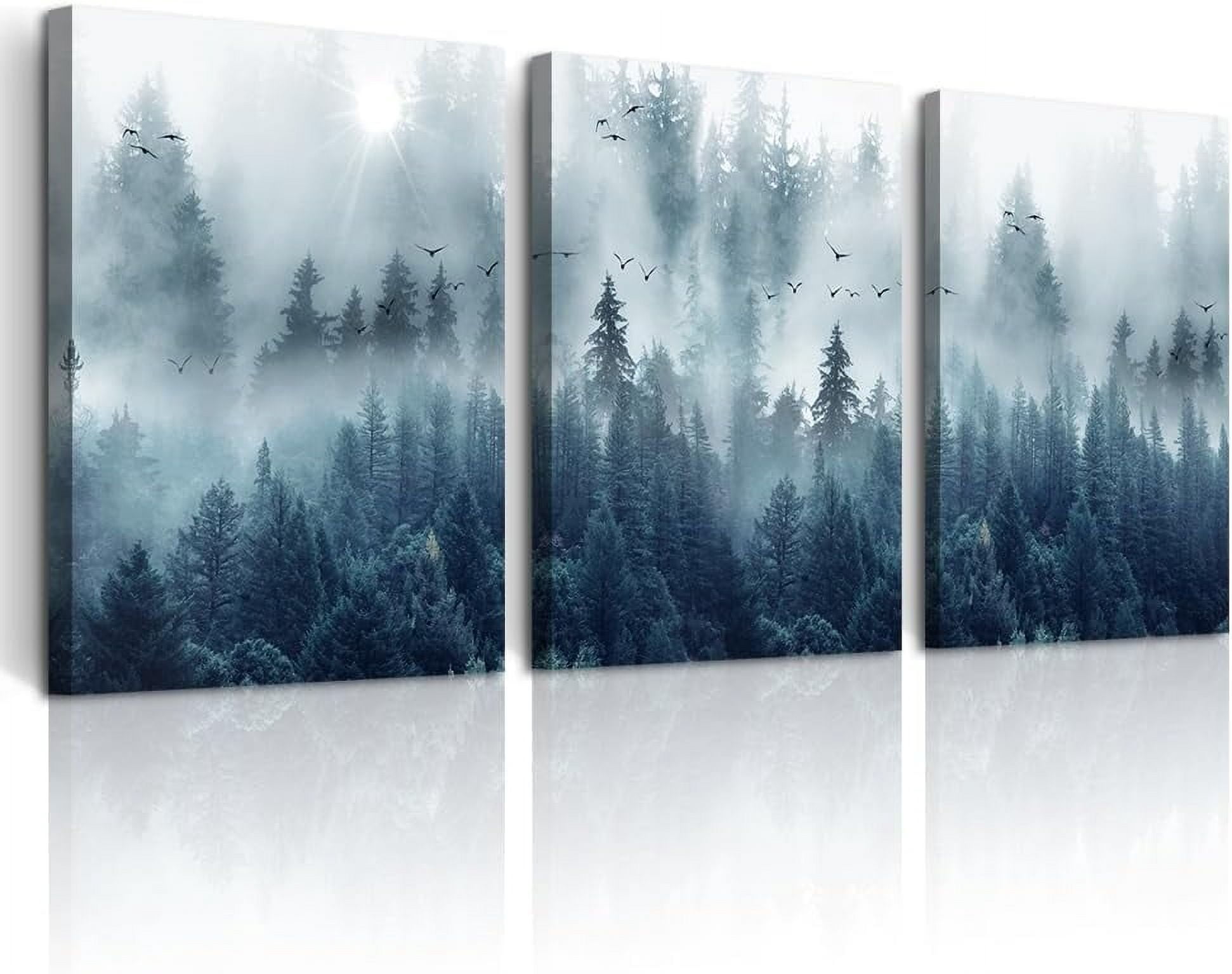Misty Forests Tree Wall Painting Wall Decor For Living Room Framed ...