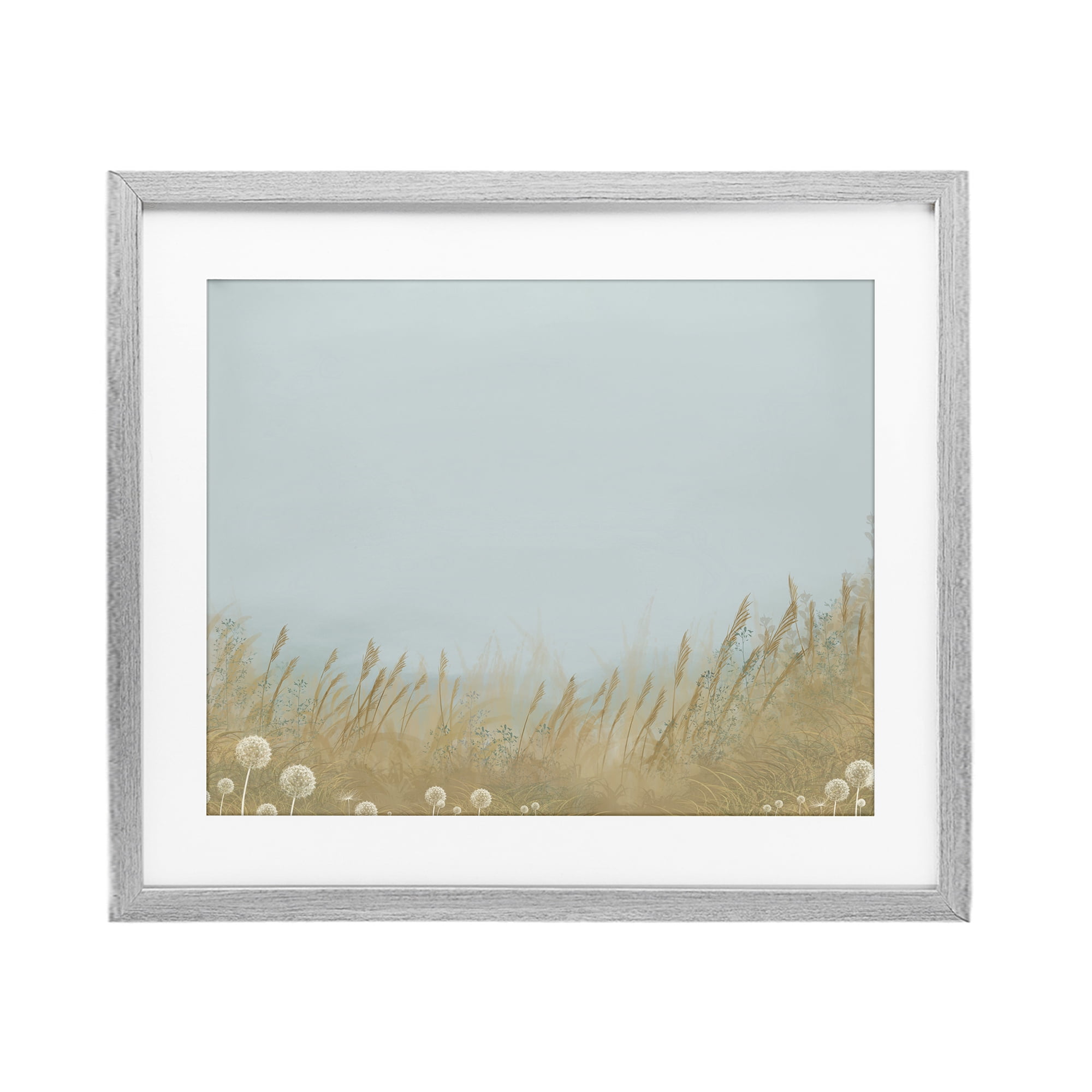 Misty Meadows Blowing in Wind Gray Framed Print Under Glass, design by ...