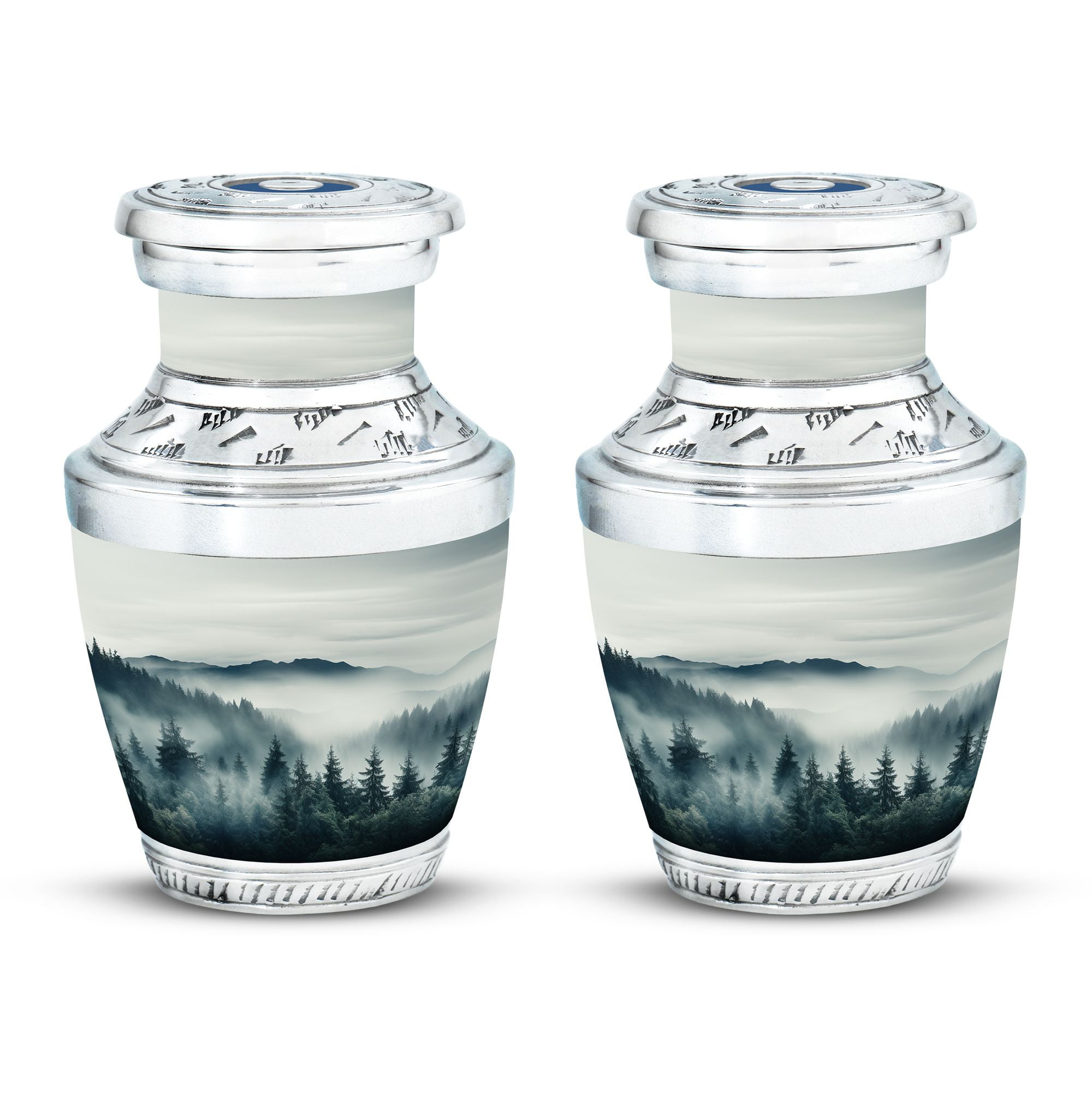 Misty Mountain Forest Landscape Rustic Remembrance - Tiny Urn Keepsake ...