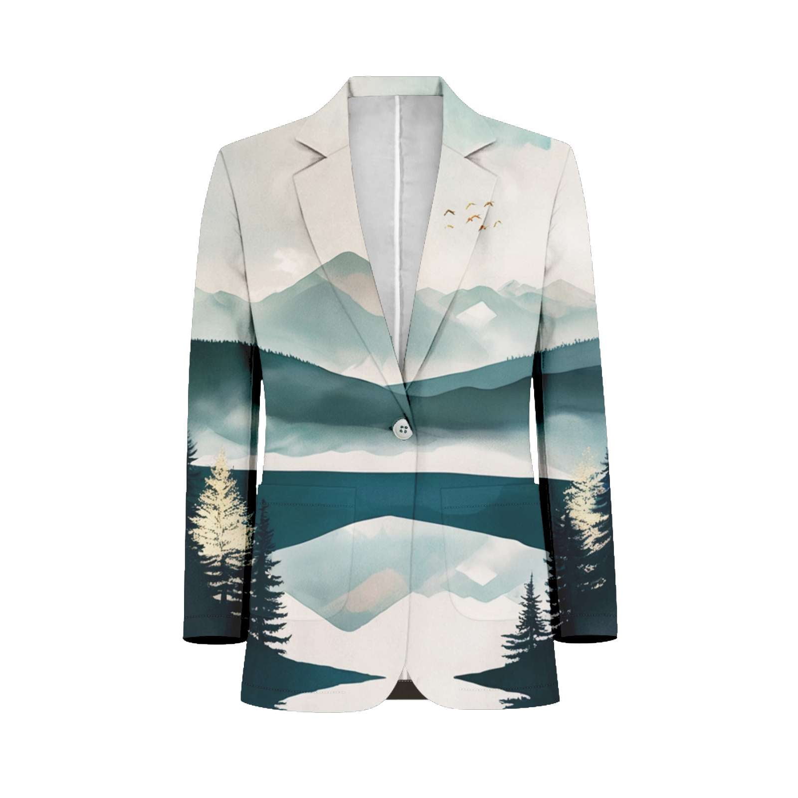 Misty Mountain Lake Mens Suits Shawl Collar Slim Fit Suit Mens Groom ...