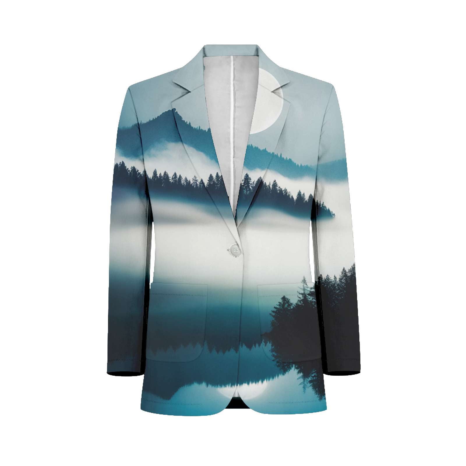 Misty Mountain Reflections Mens Suits Shawl Collar Slim Fit Suit Mens ...