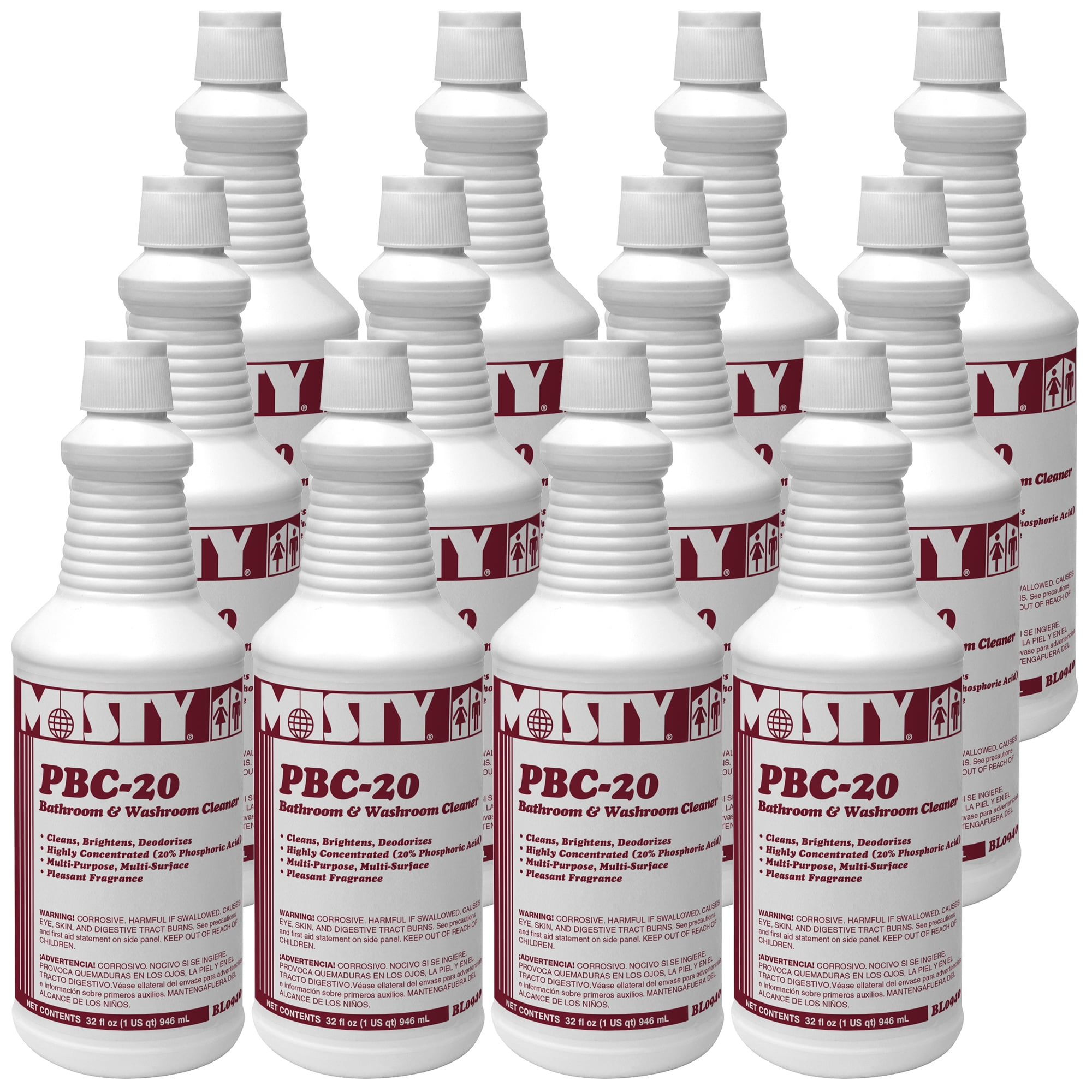 Misty PBC-20 Bathroom and Washroom Cleaner - 32 oz (Case of 12 ...