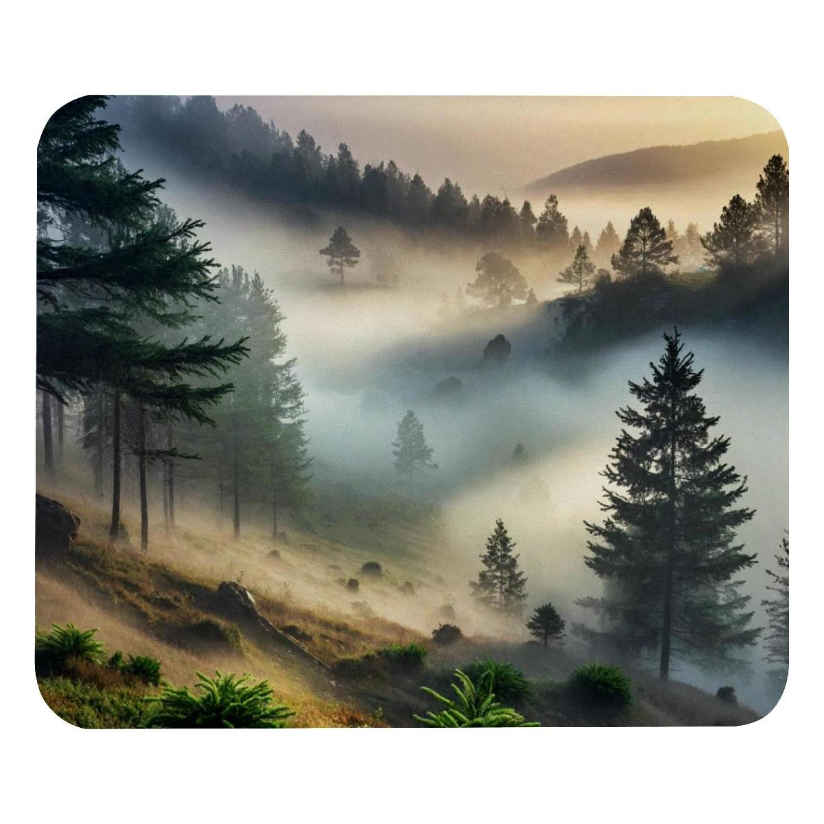 Misty Pine Forest on the Mountain Slope in a Nature Reserve Mouse Pad ...