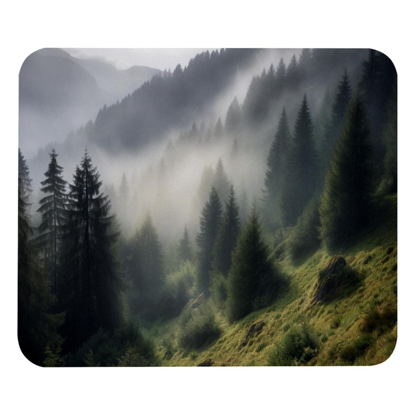 Misty Pine Forest on the Mountain Slope in a Nature Reserve Mouse Pad ...