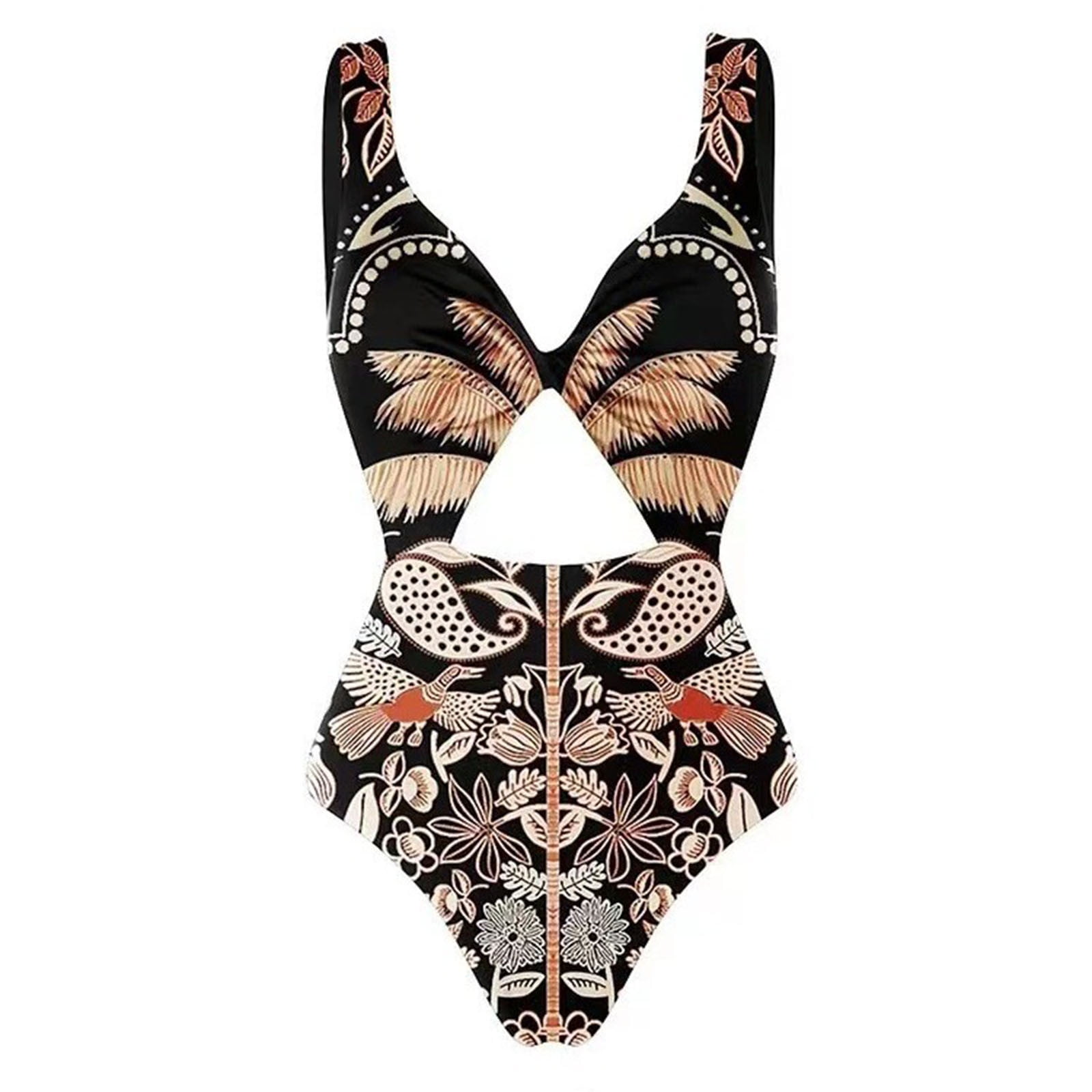 Mitankcoo Black And White Bow Tie Decor One Piece Swimsuit For Ladies