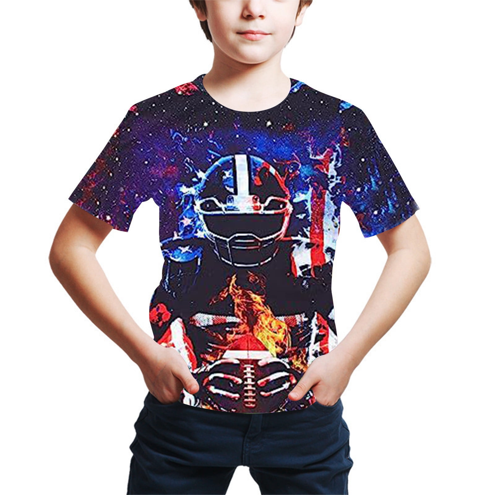 Avrntaa Boys 3D Printed Tops - Kid Crew Neck Summer Short Sleeve Loose ...