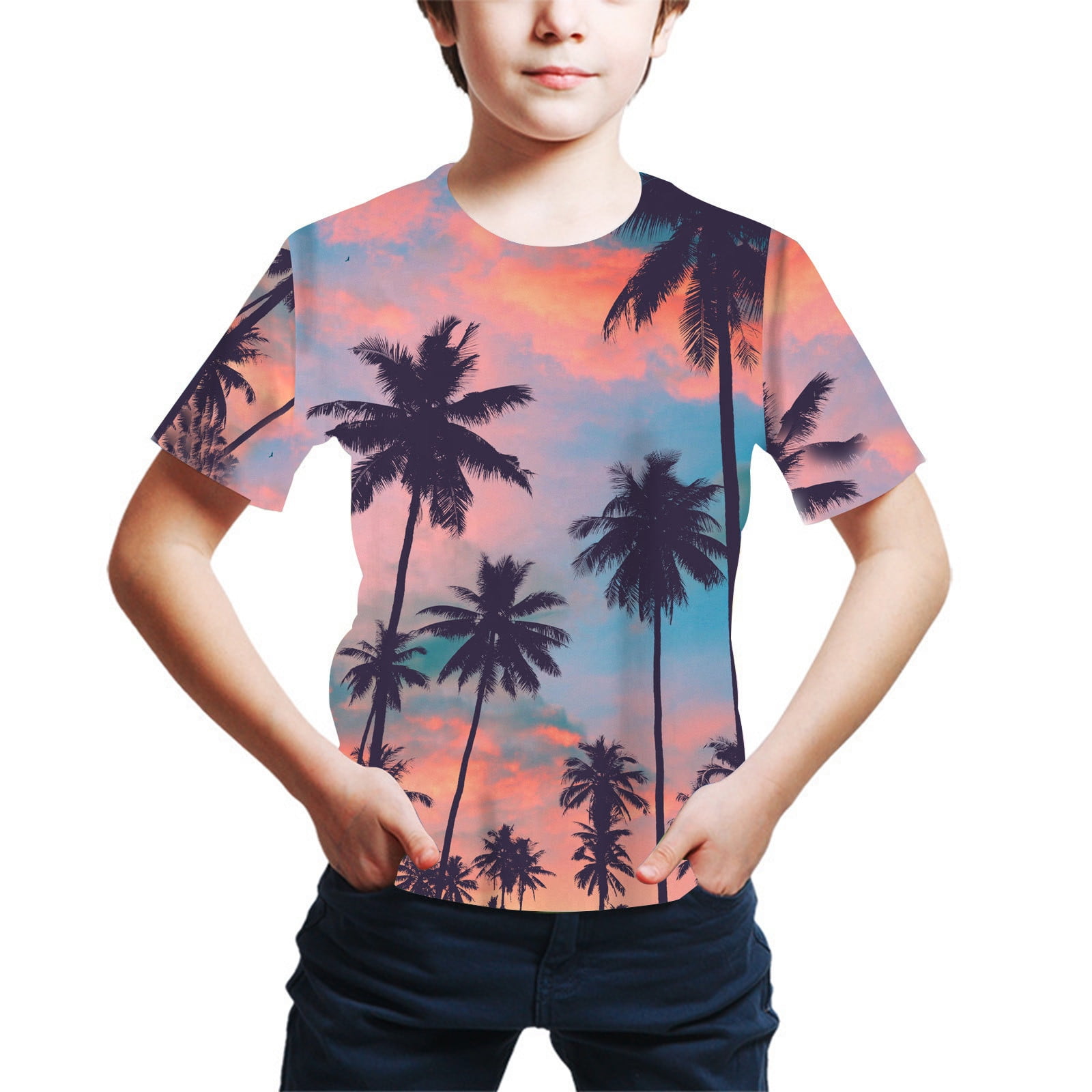 Avrntaa Boys 3D Printed Tops - Kid Crew Neck Summer Short Sleeve Loose ...