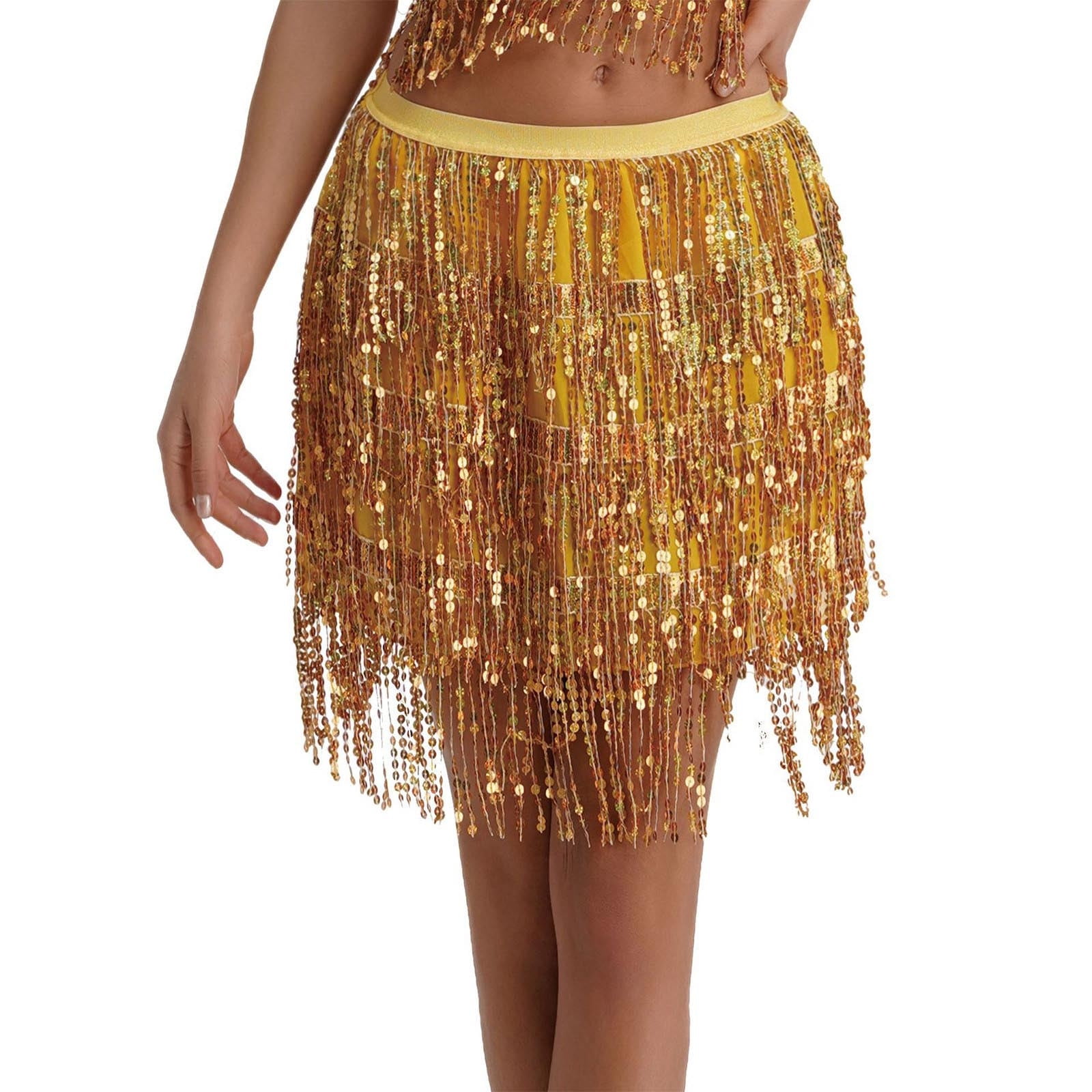 Mitankcoo Sequin Skirt Fringe Skirt For Women Belly Dance Hip Skirt