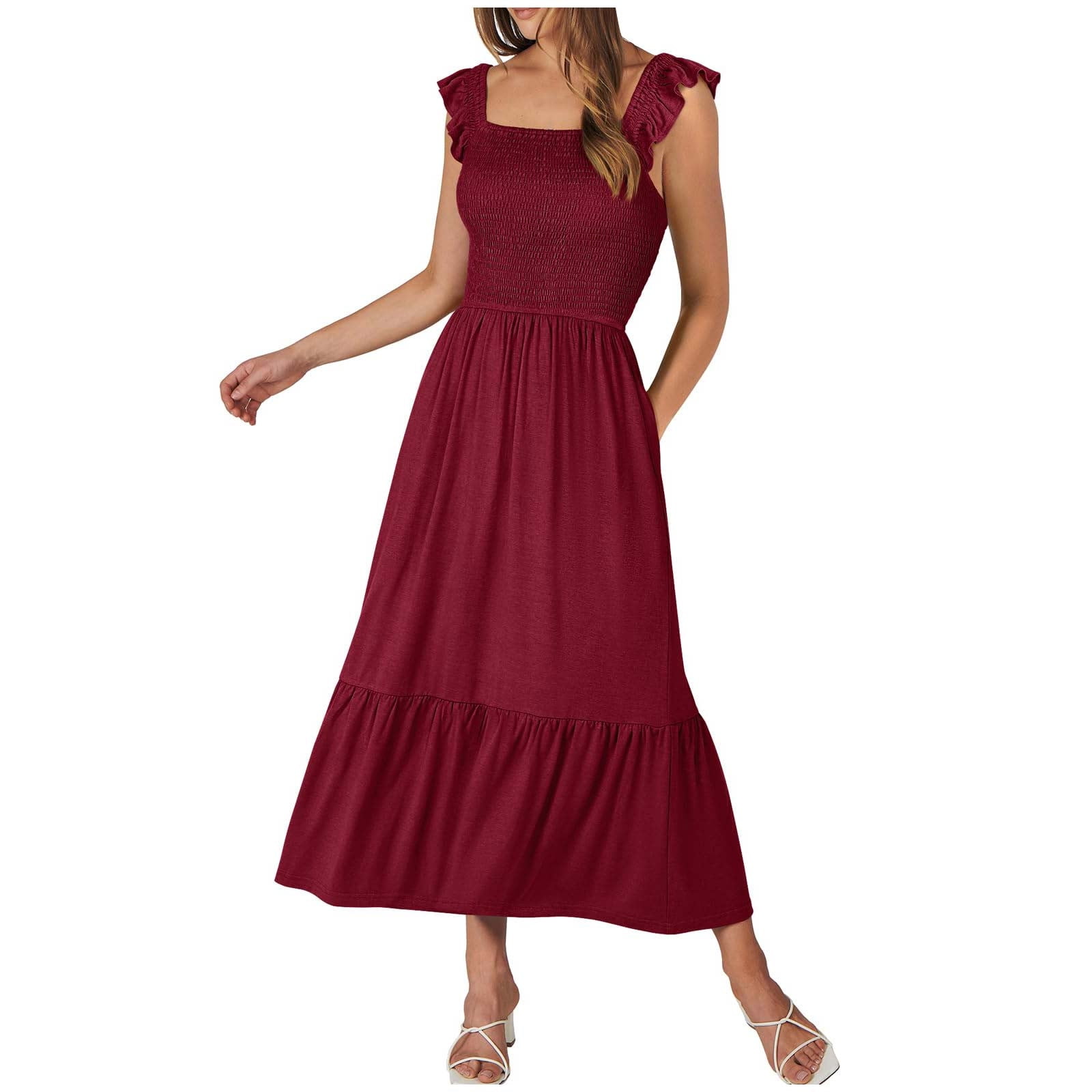 Mitankcoo Summer 2024 Dresses Women - Square Neck Ruffle Tank Dress ... Mitankcoo Summer 2024 Dresses Women - Square Neck Ruffle Tank Dress ...