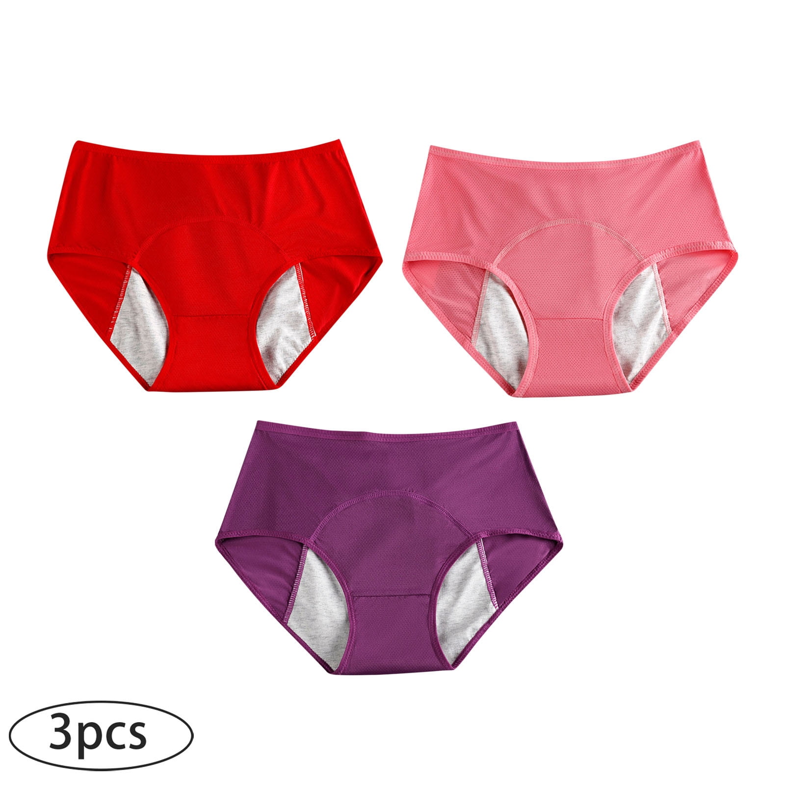 Mitankcoo Women Underpants Brief 3 Pack Plus Size Period Underwear