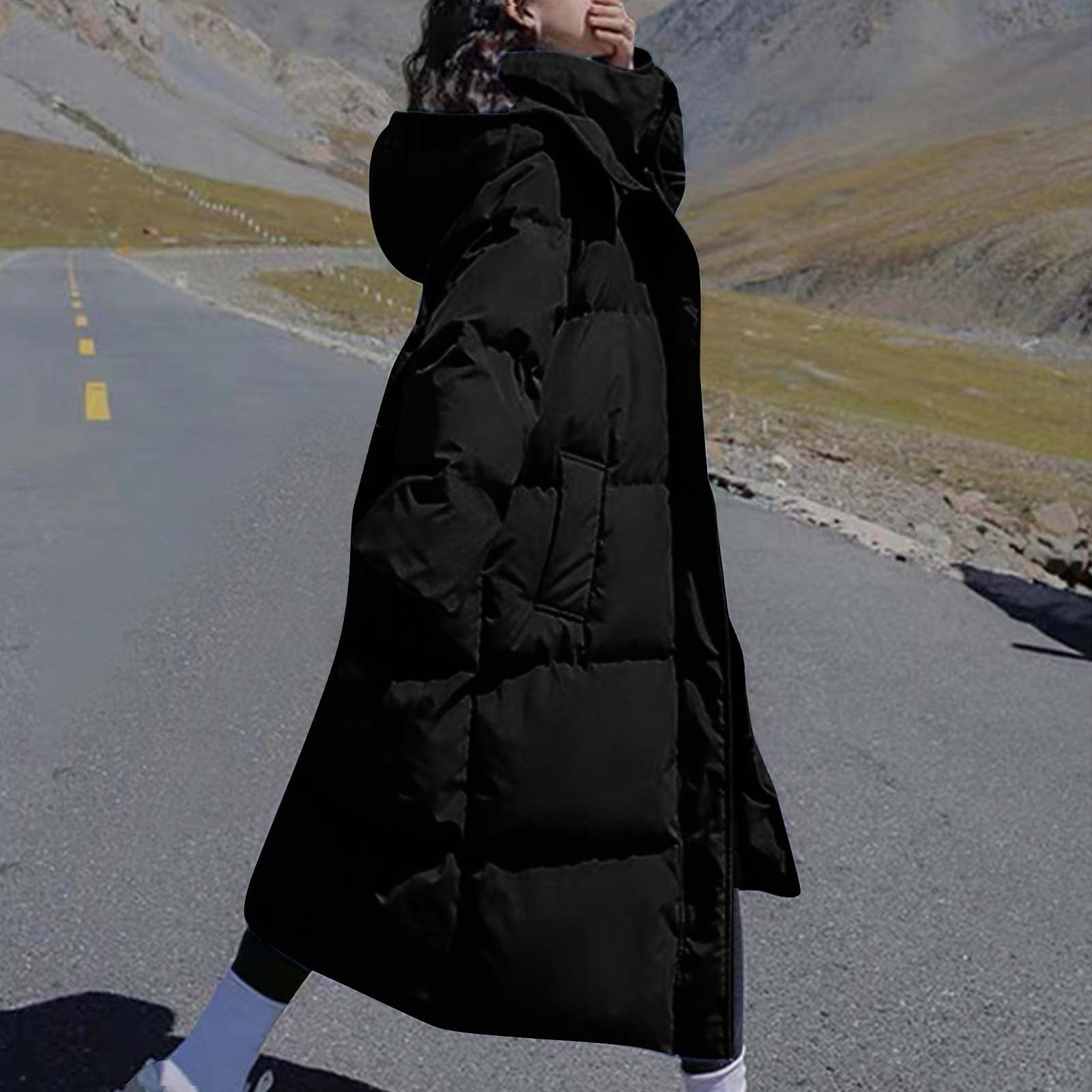 Mitankcoo Women's Plus Size Maxi-Length Puffer Jacket - Quilted ...