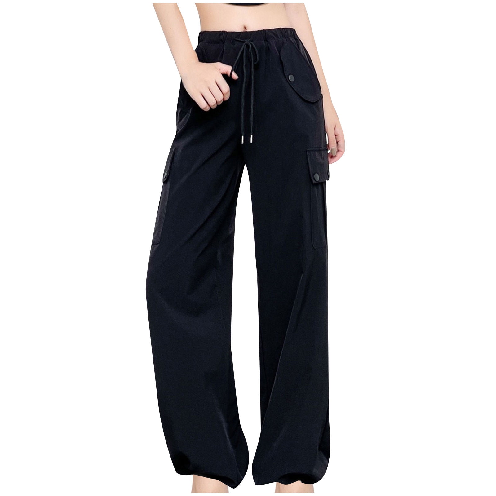 Mitankcoo Womens High Waist Parachute Pants Baggy Wide Leg Y2k Cargo