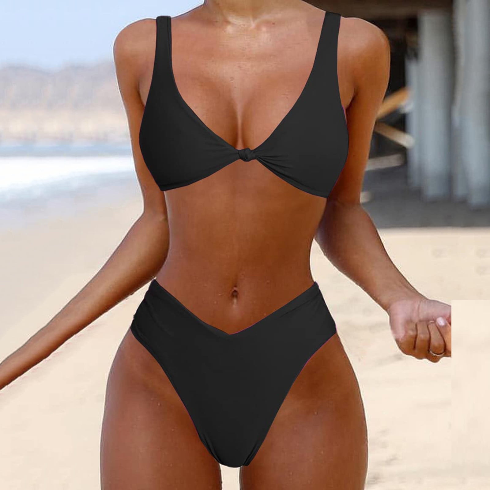 Mitankcoo Womens Sexy Bikini Sets Triangle Two Piece Swimsuit Solid