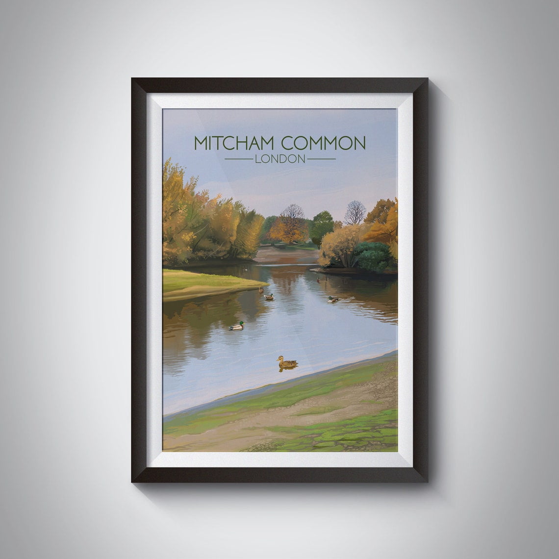Mitcham Common Poster, London Parks Travel Poster, South London, Merton ...