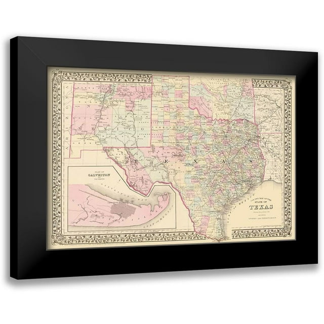 Mitchell 14x11 Black Modern Framed Museum Art Print Titled - Texas - County Map - Mitchell 1880 ...