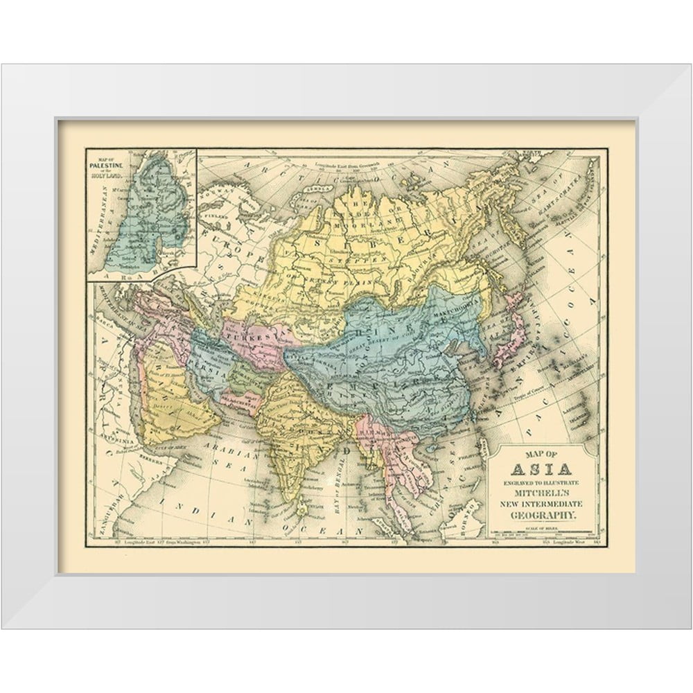 Mitchell 14x12 White Modern Wood Framed Museum Art Print Titled - Asia ...