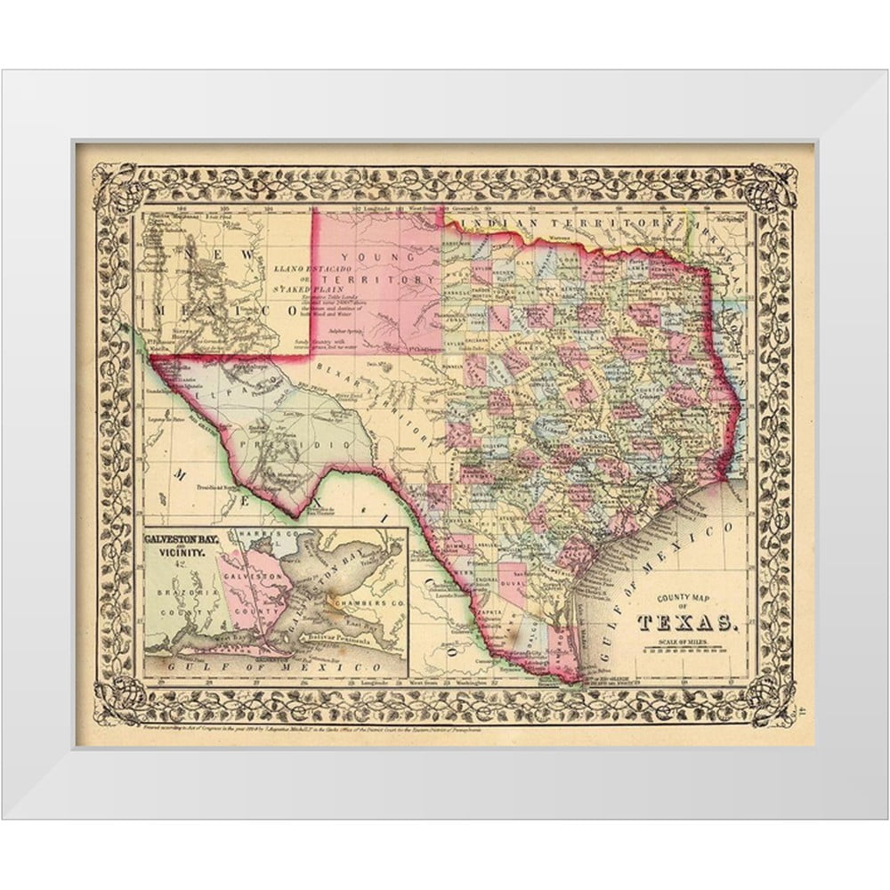 Mitchell 17x15 White Modern Wood Framed Museum Art Print Titled - Texas ...