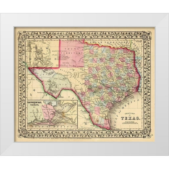 Mitchell 17x15 White Modern Wood Framed Museum Art Print Titled - Texas ...