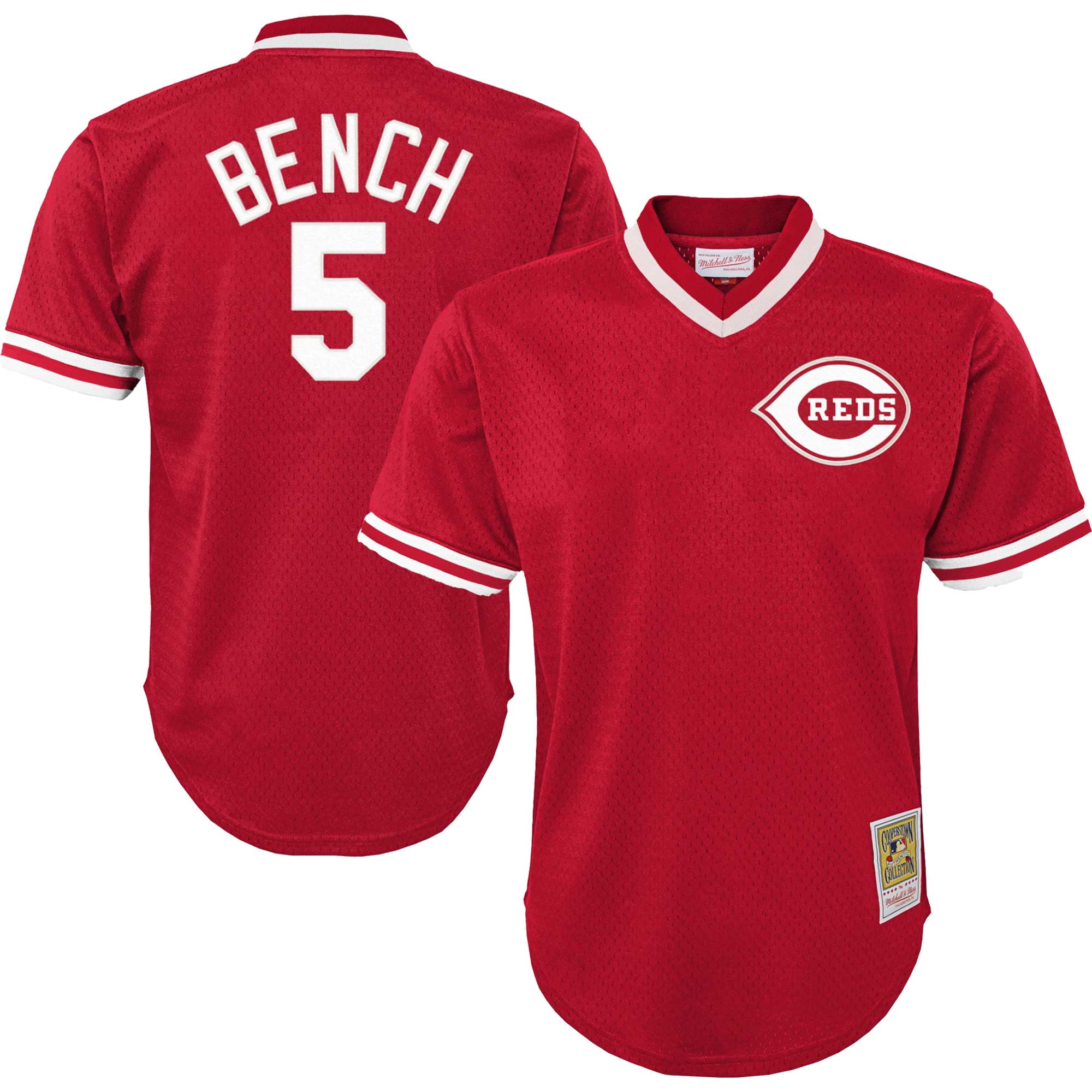 Youth Mitchell & Ness Johnny Bench Red Cincinnati Reds Cooperstown ...