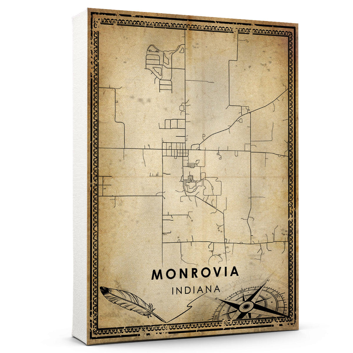 Mitchell Vintage Map Prints Canvas, Indiana Map Art Canvas, Canvas ...