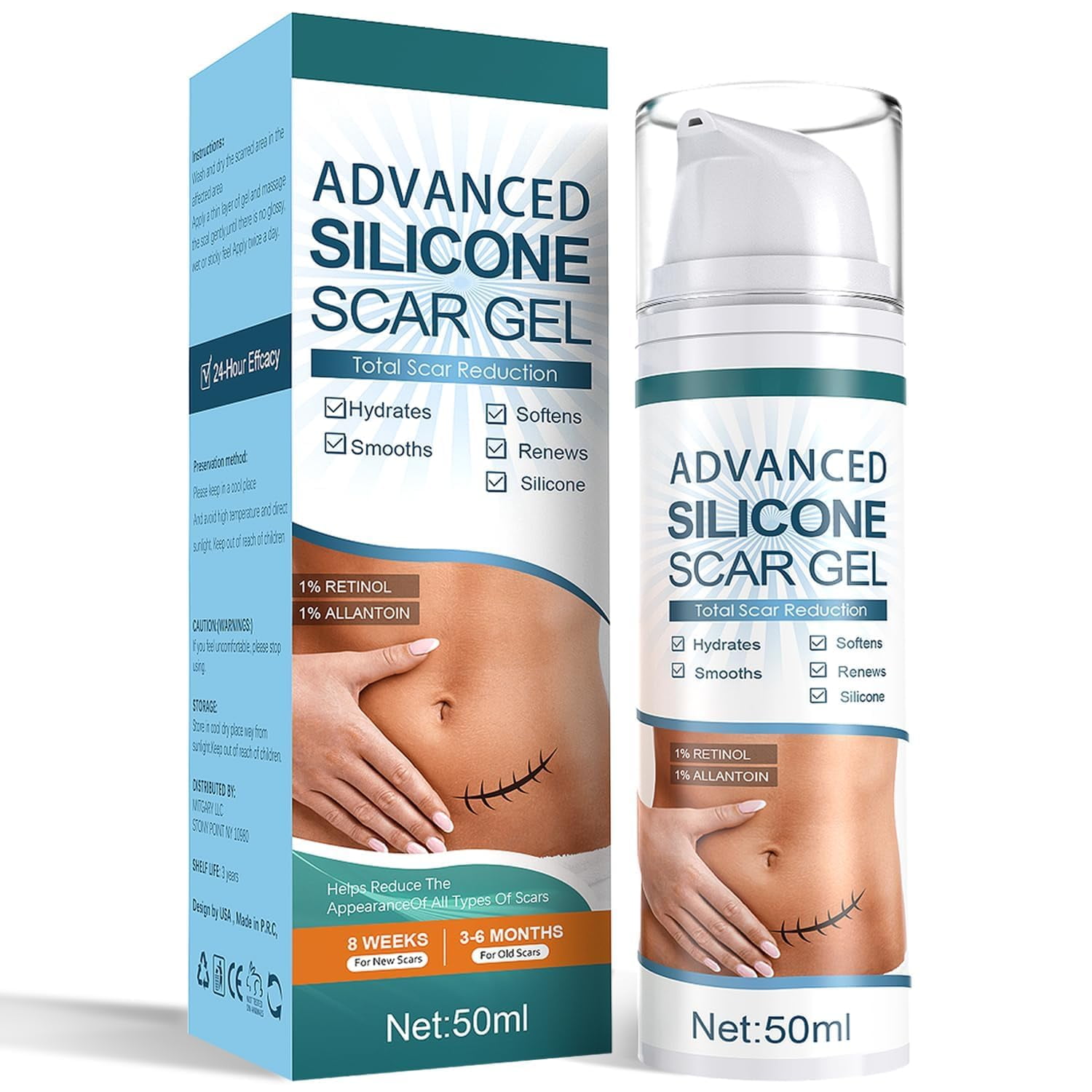 Mitgary Advanced Scar Gel, SBF3 Silicone Scar Gel, Treats New Scars, Reduces the Appearance of ...