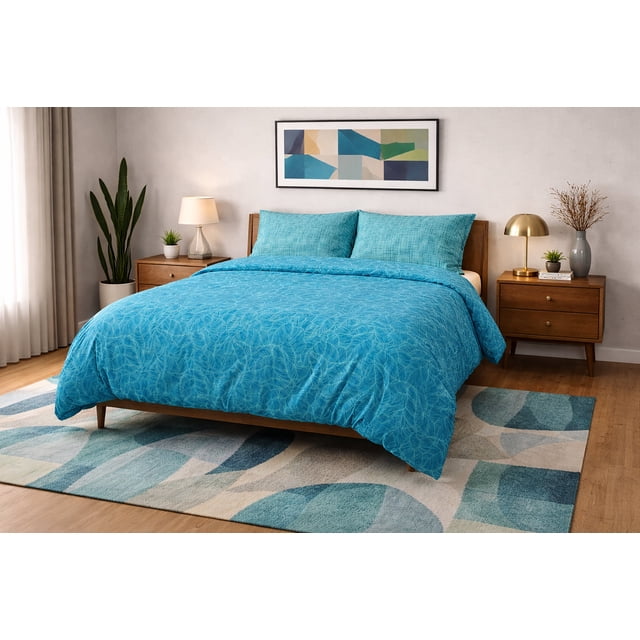 Miti-100% Cotton Queen Size Duvet Cover Set Including 2 Shams.Made in ...