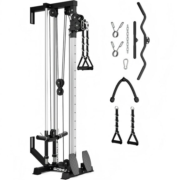 Adjustable Pulley Lat Pull Down Machine for Body Workout, Low Row Bar ...