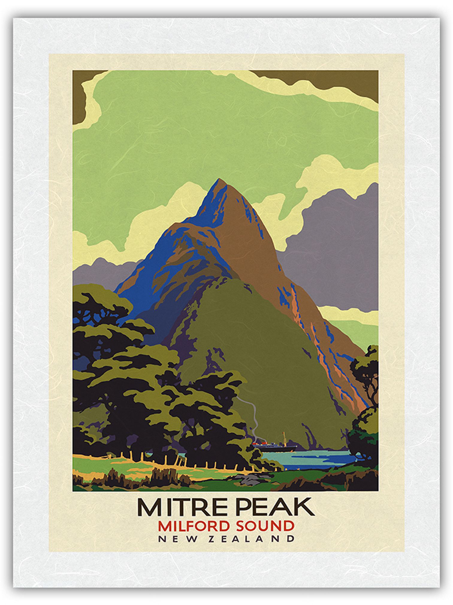 Mitre Peak (Māori Rahotu) - Milford Sound - New Zealand - Vintage ...