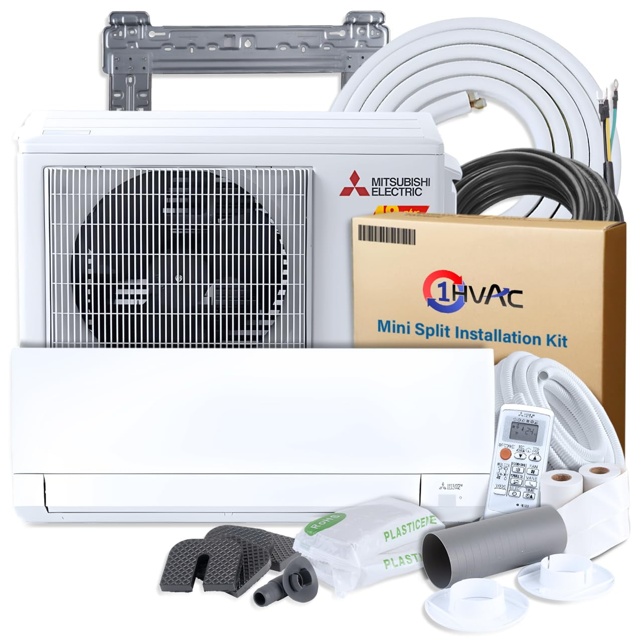 Mitsubishi 12000 BTU 25.6 SEER2 Hyper-Heating GX-Series Mini Split Heat ...