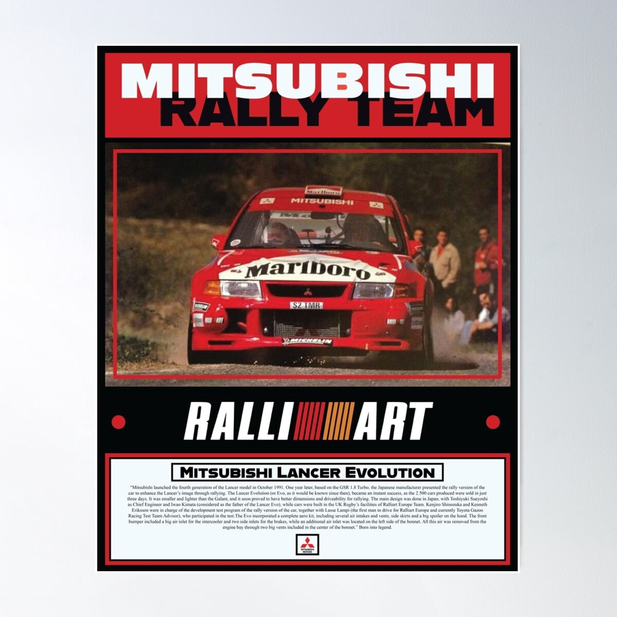 Mitsubishi Evolution 6 Rally Team Poster Poster Wall Art, Modern Wall ...