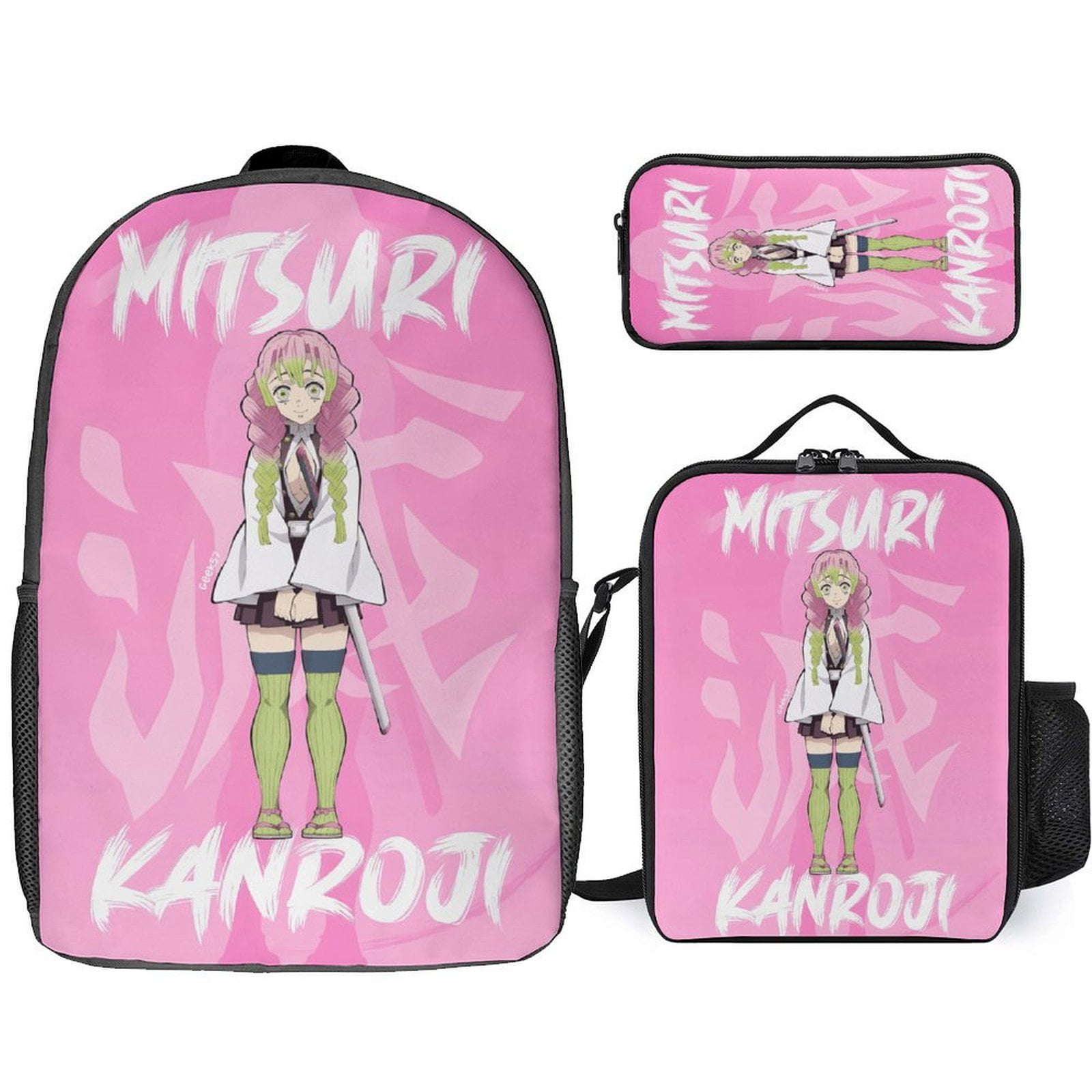 Mitsuri Kanroji 3 Piece Backpack Set with Lunch Bag Pencil Case , High ...