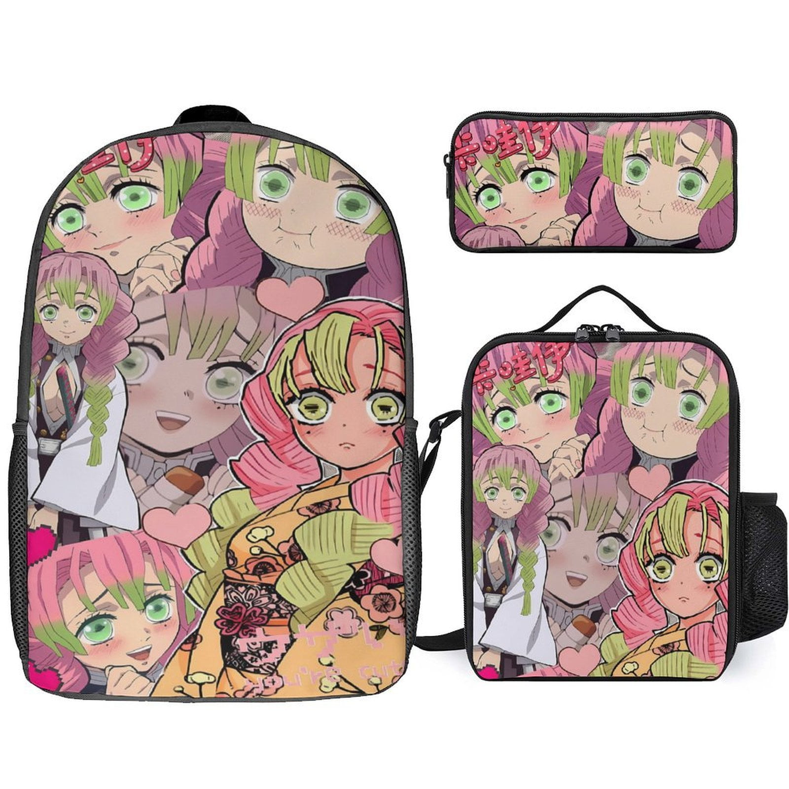 Mitsuri Kanroji 3 Piece Backpack Set with Lunch Bag Pencil Case , High ...