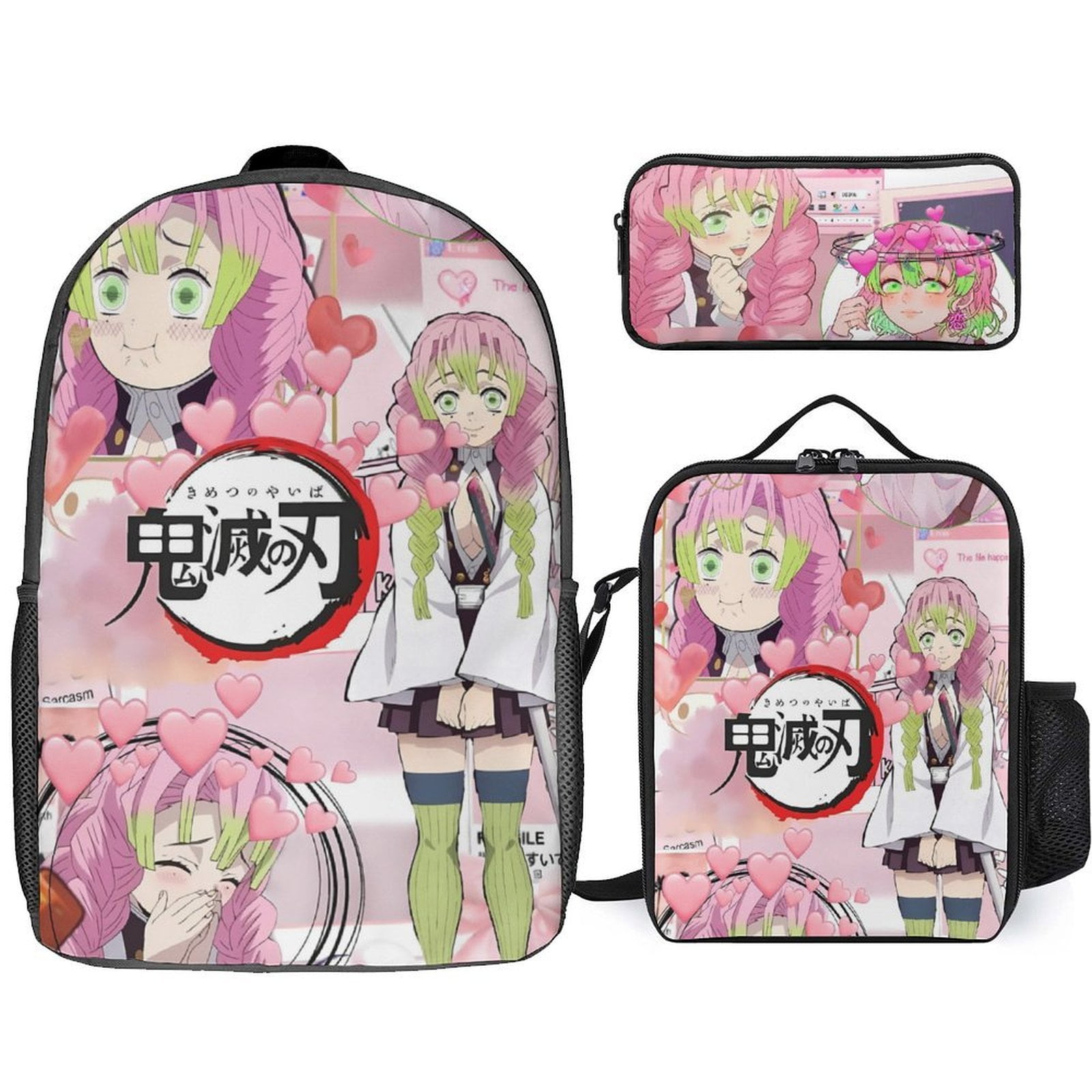 Mitsuri Kanroji 3 Piece Backpack Set with Lunch Bag Pencil Case , High ...