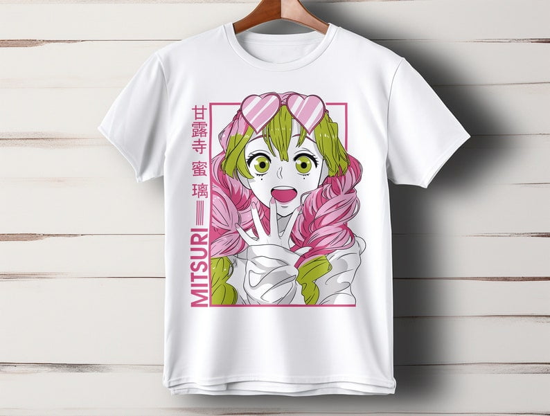 Mitsuri Kanroji design T-shirt Otaku Merch Gift Japanese Street Wear ...