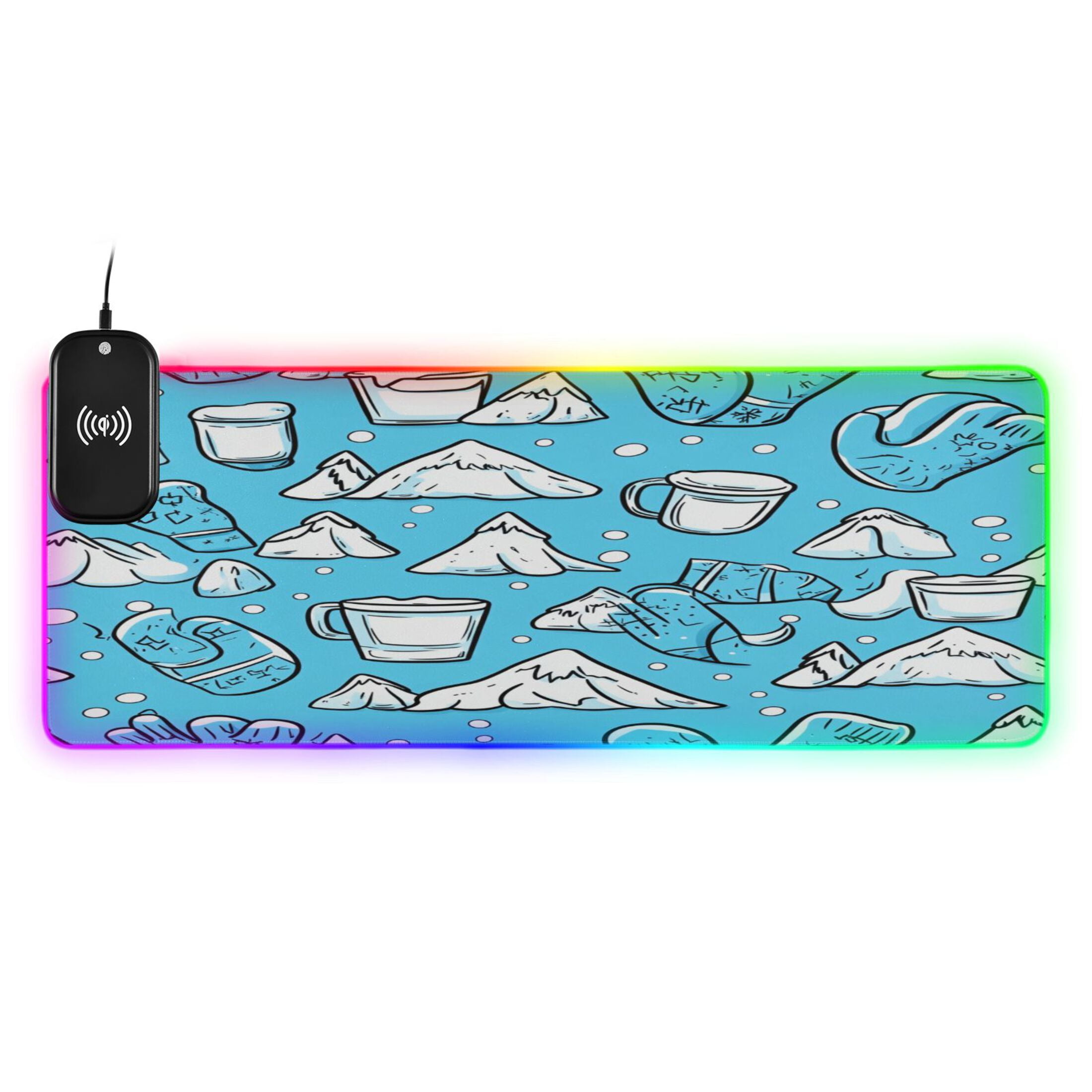 Mittens Mugs Mountains Snowflakes Large RGB Gaming Mouse Pad with Fast ...