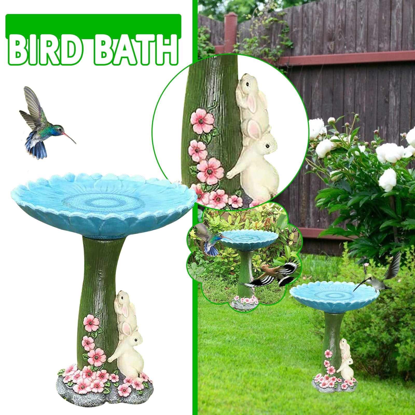 Mittory Bird Baths for Outdoors, 7.8'' Resin Sunflower Birdbath ...