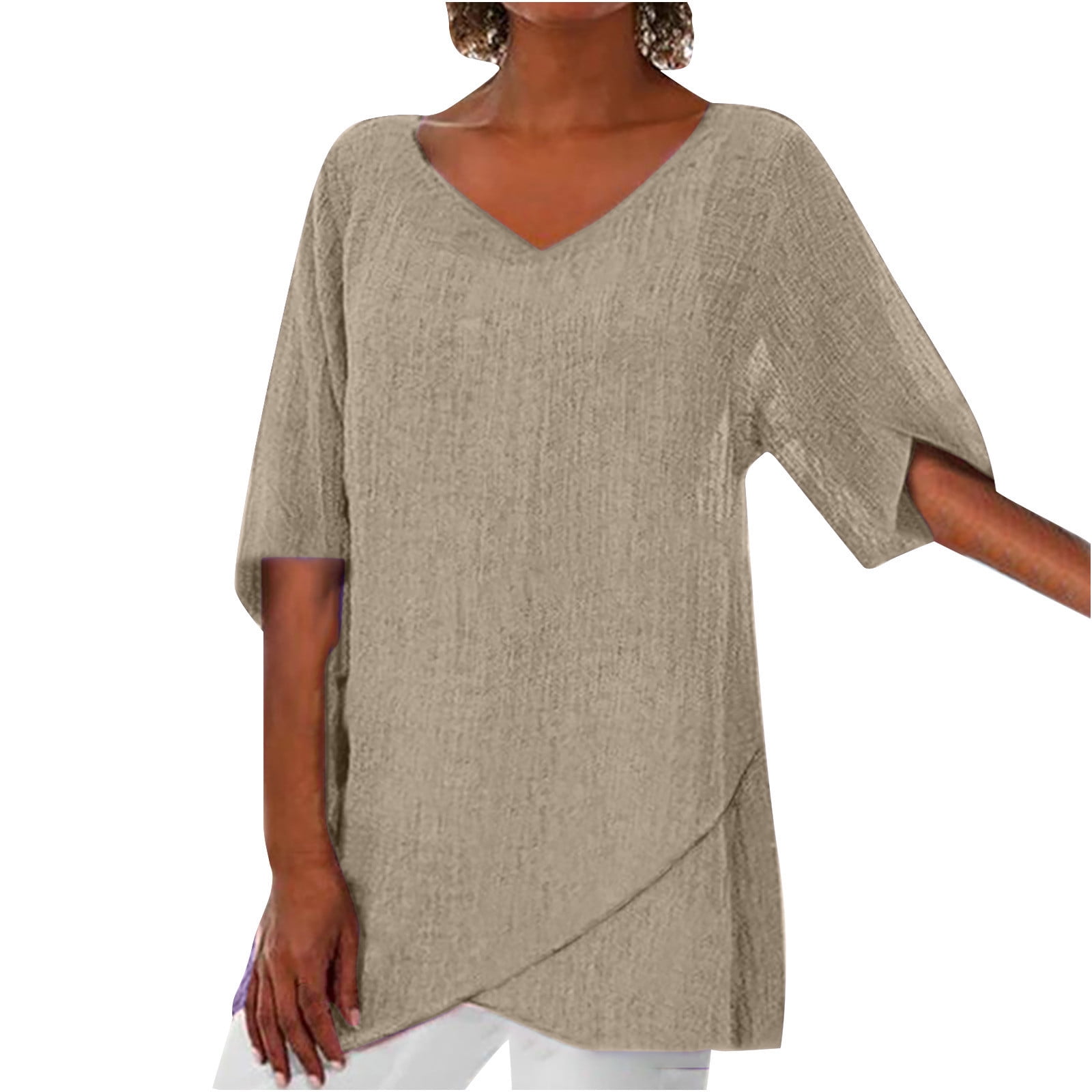 Mittory Women Summer Cotton Linen Tshirt Tops Trendy Casual Loose Fit ...