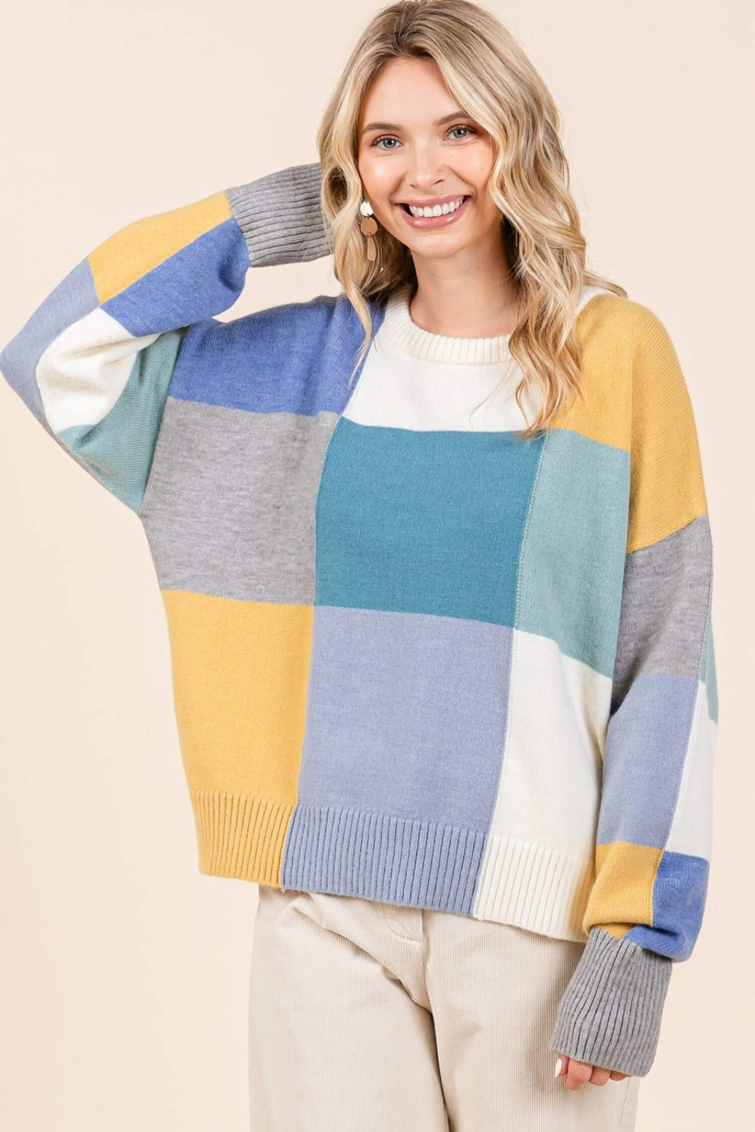 Mittoshop Color Block Round Neck Sweater - Walmart.com