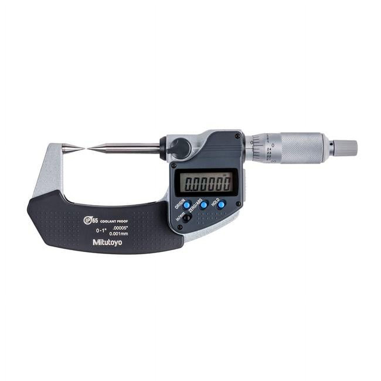 Mitutoyo 0-1 in. Digimatic Point Micrometer with 25.4 mm Range 30 deg ...