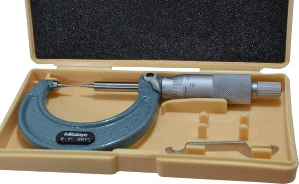 Mitutoyo 1 Inch, 38mm Throat Depth, Ratchet Stop, Mechanical Point ...