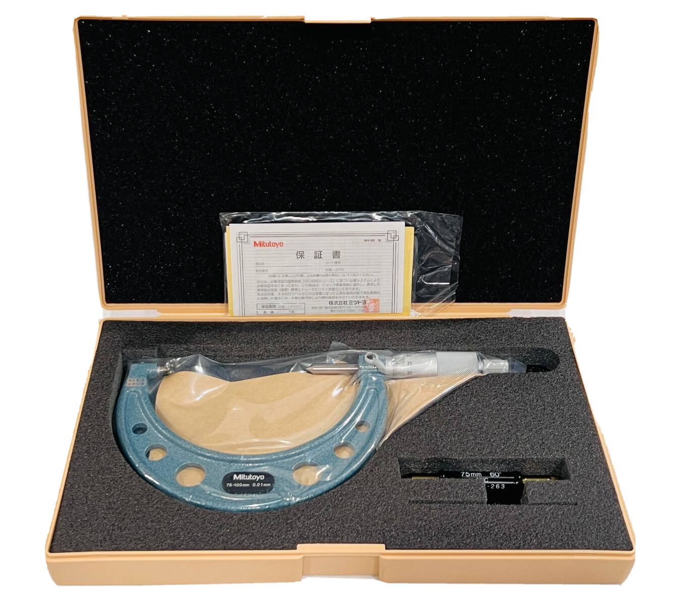 Mitutoyo 125-119 Screw Thread Micrometer, 75-100MM, .01mm Graduation ...