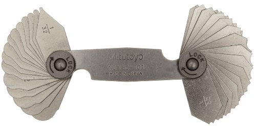 Mitutoyo 186-101, Radius Gage Set, 15 Pairs of Leaves, 1/32 to 1/4 by ...