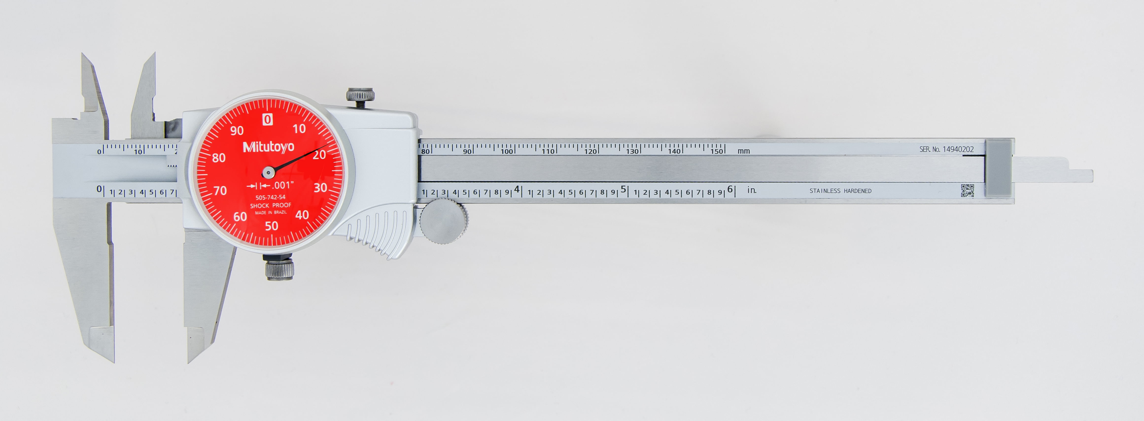 Mitutoyo - 6" Dial Calipers .1/Rev .001 Grad Red Face 505-742-54J ...
