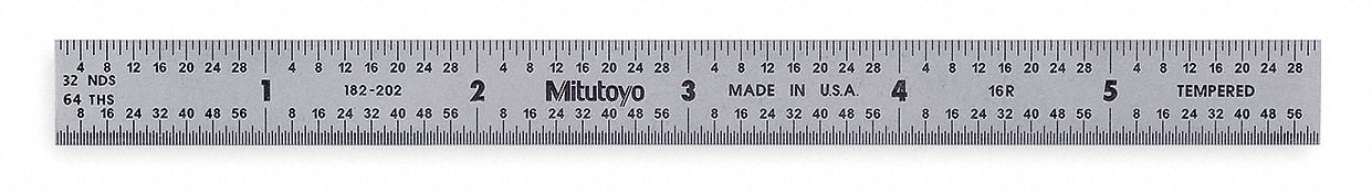 Mitutoyo Steel Rule,Flexible,12In,32/64/50/100ths 182-222 - Walmart.com