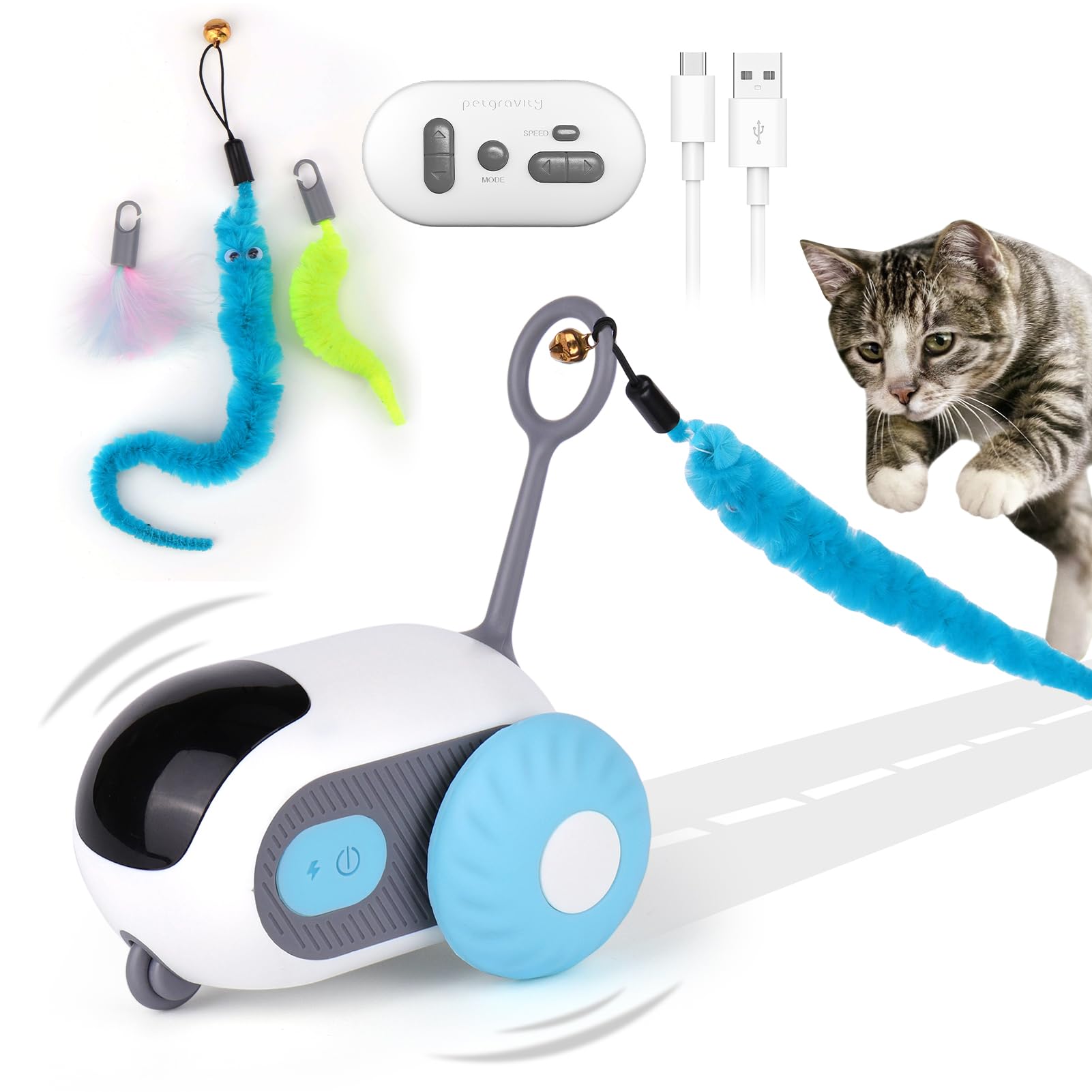 Mity rain Cat Interactive Toy for Indoor Cats - Control Cat Automatic ...