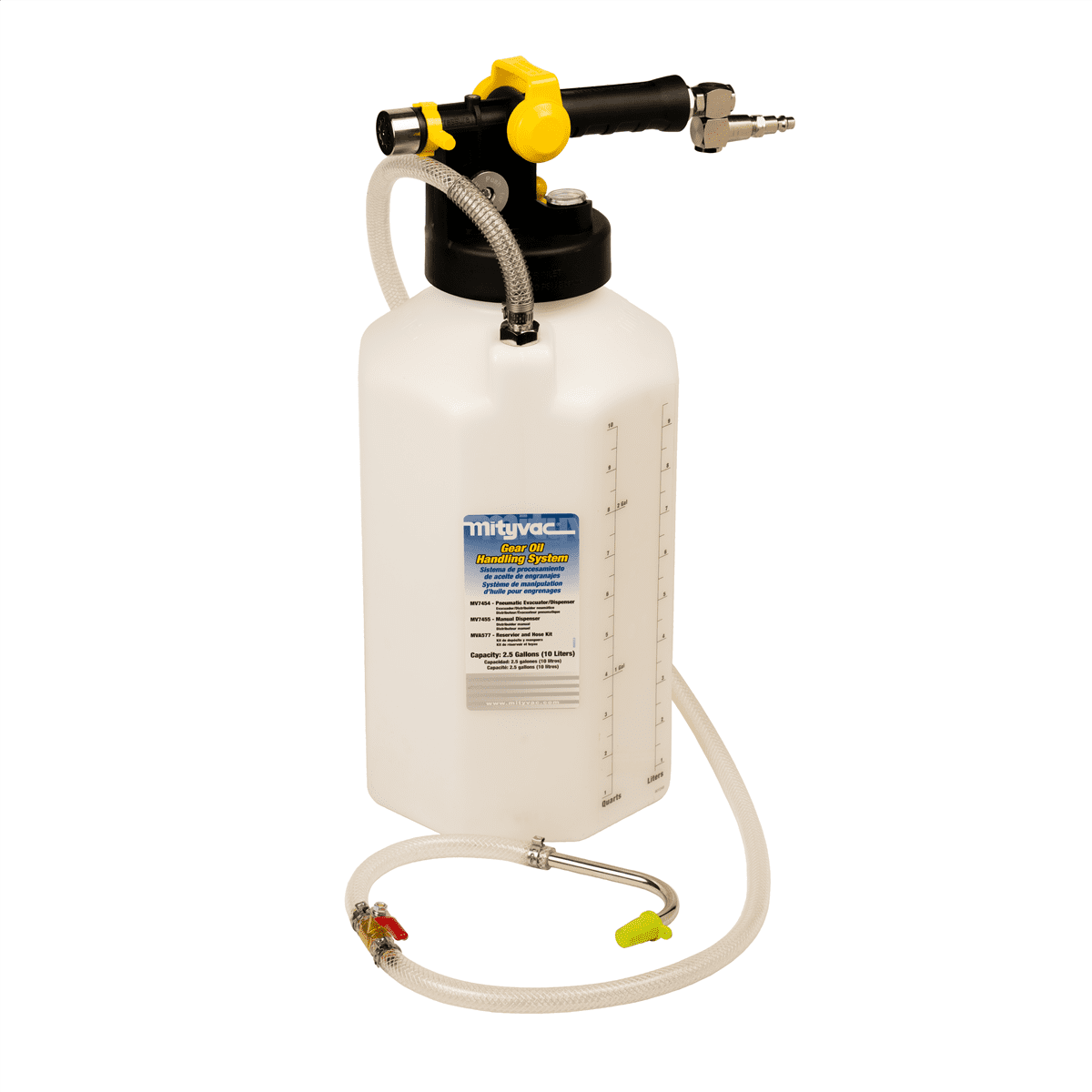 Mityvac MV7454 Pneumatic 2.5 Gallon Reservoir Gear Oil Compressed Air ...