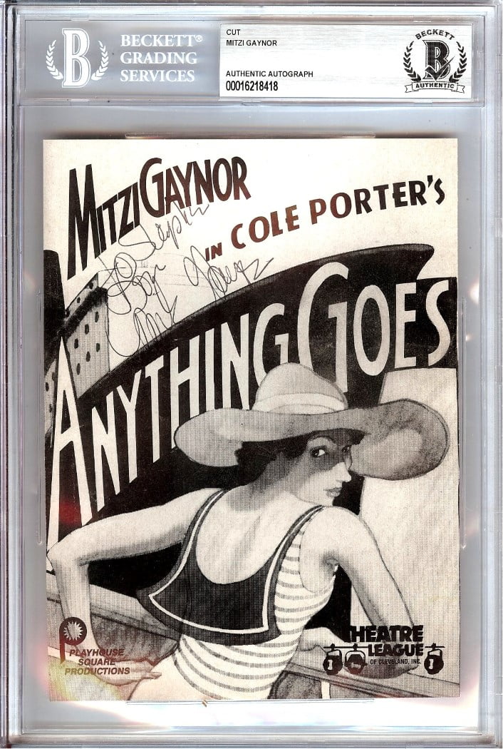 Mitzi Gaynor Signed Autograph Cut Signature Anything Goes BAS Encased ...